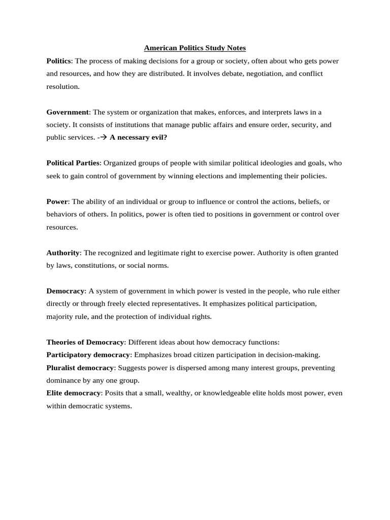 American Politics Overview and History | PDF | Democracy | Political ...