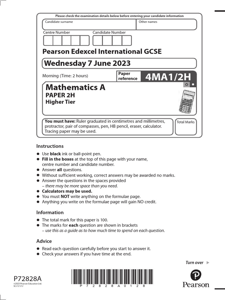 GCSE Maths Exam Paper | PDF | Area | Elementary Mathematics