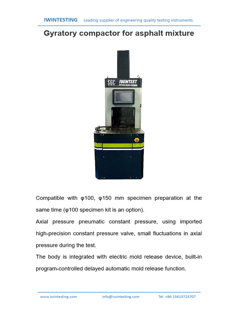 Gyratory Compactor For Asphalt Mixture | PDF | Calibration