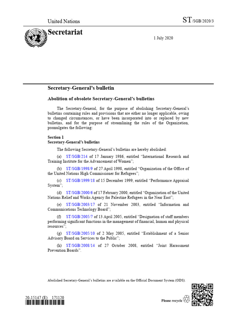 Abolition of Obsolete UN Bulletins | PDF | Government | Justice
