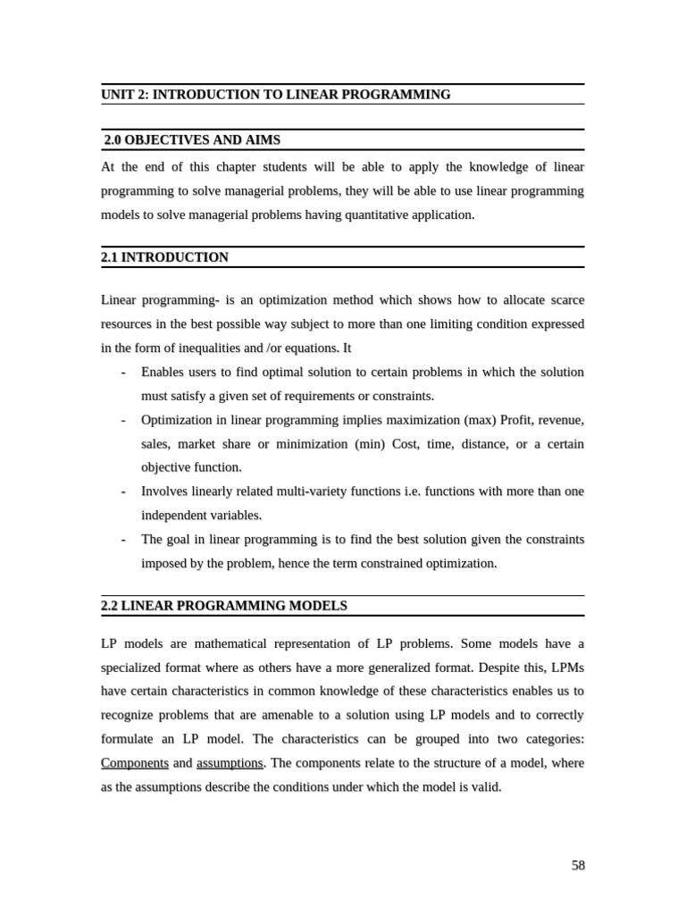 Or Linear Programming Unit 2 Pdf Mathematical Optimization Linear Programming