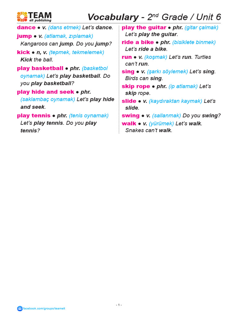 2nd Grade Vocabulary Unit 6 Activities | PDF