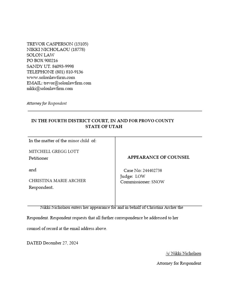 Legal Notice: Counsel Appearance | PDF