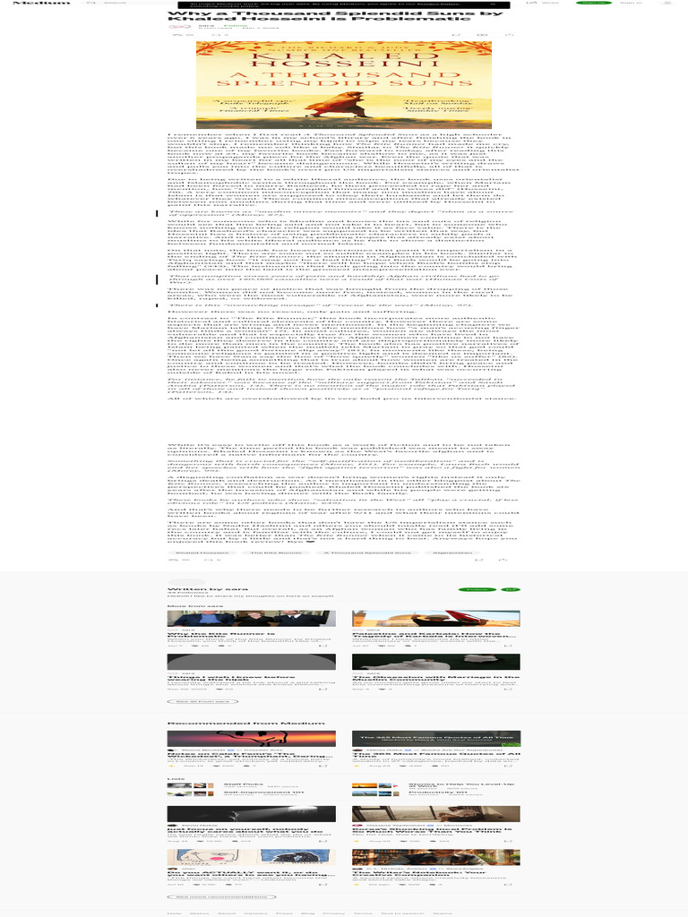 Why A Thousand Splendid Suns by Khaled Hosseini Is Problematic - by ...