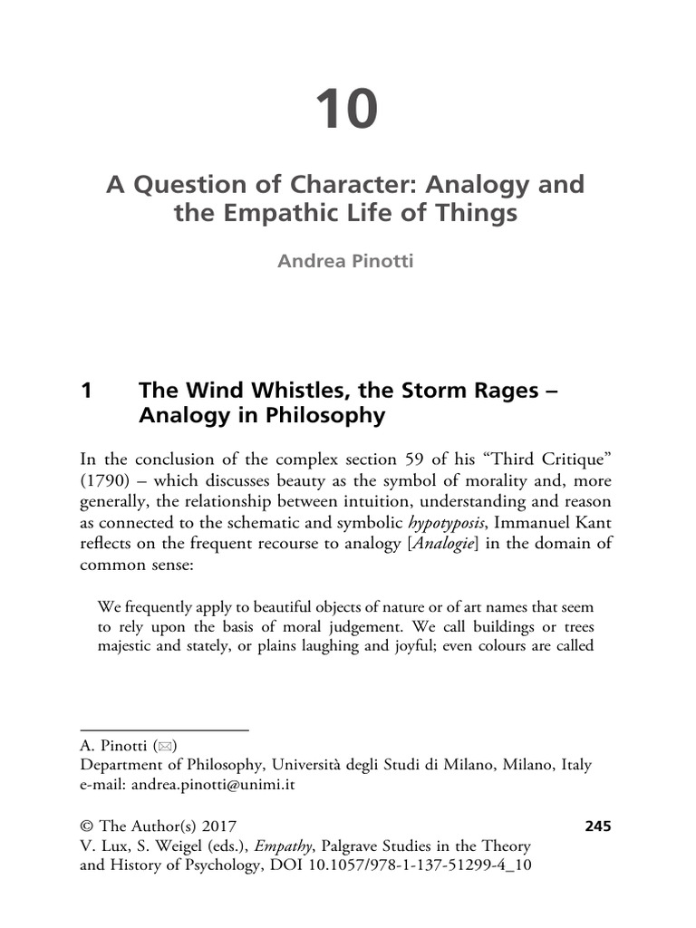 A Question of Character. Analogy and The Empathic Life of Things | PDF ...