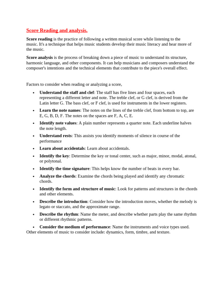 Score reading | PDF