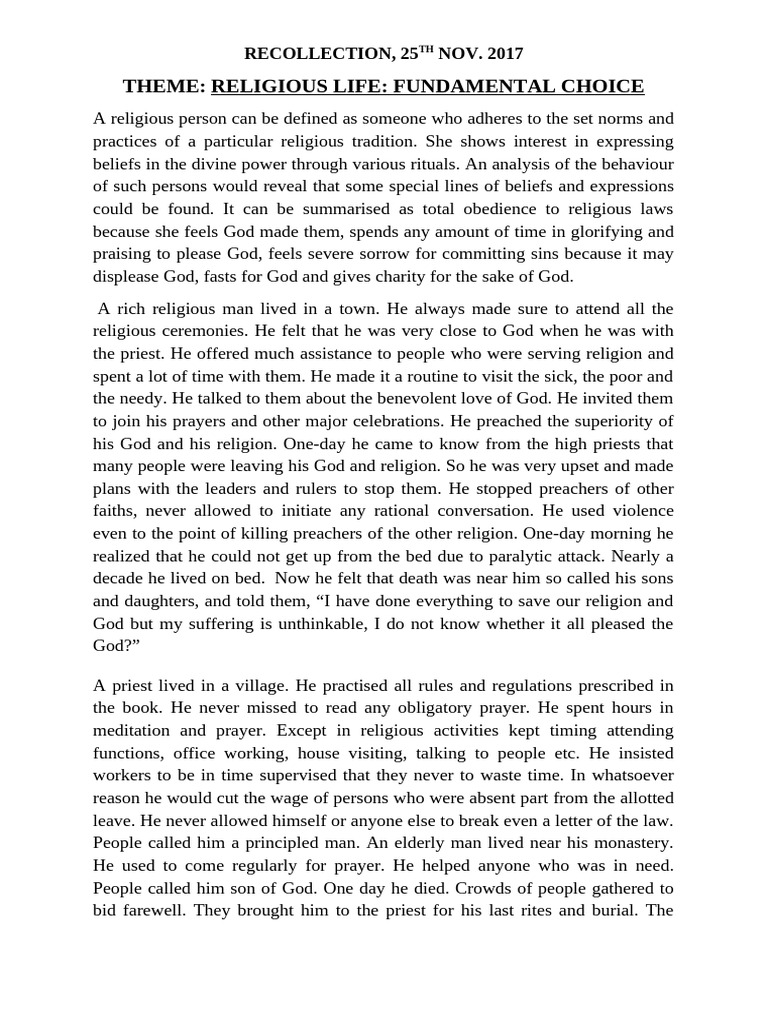 RECOLLECTION | PDF | Prayer | Faith