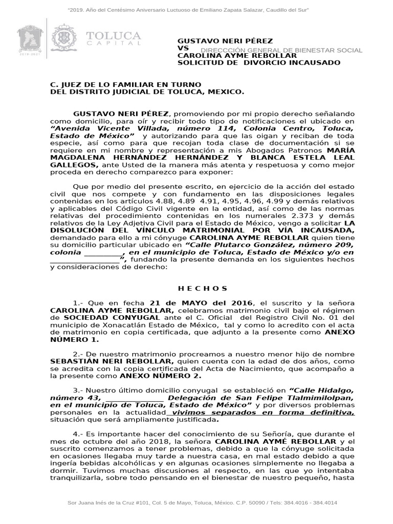 Gustavo Neri Pérez | PDF | Divorcio | Pensión alimenticia