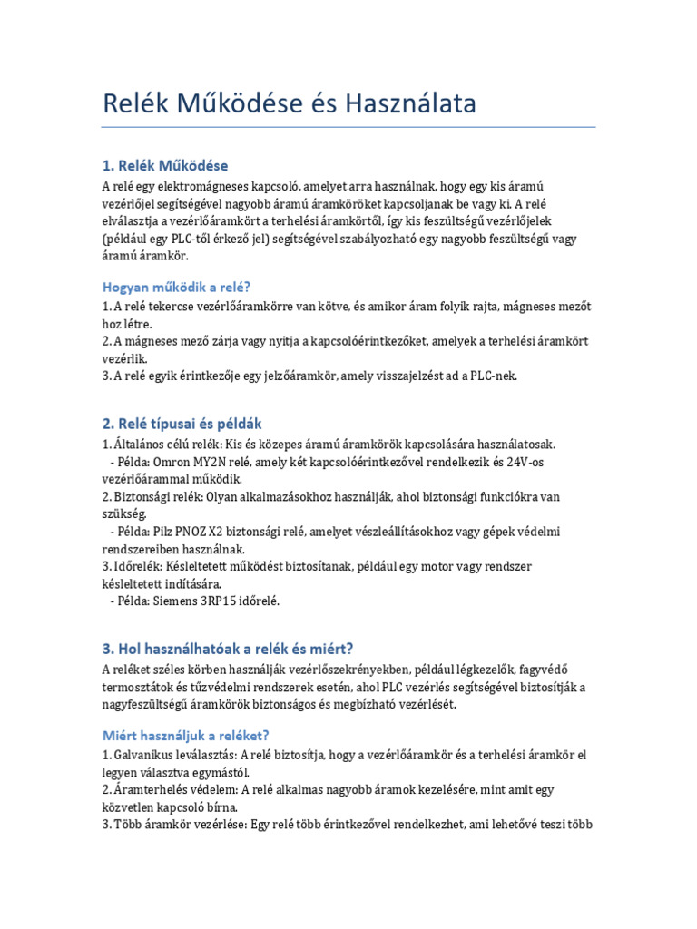 Relek_mukodese_es_hasznalata | PDF