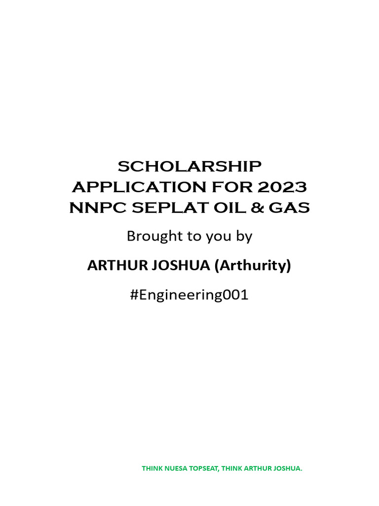 SCHOLARSHIP APPLICATION FOR 2023 NNPC SEPLAT OIL | PDF