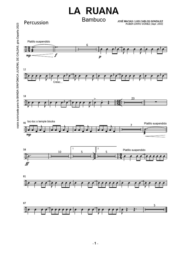 La Ruana - Percussion, Suspendido | PDF
