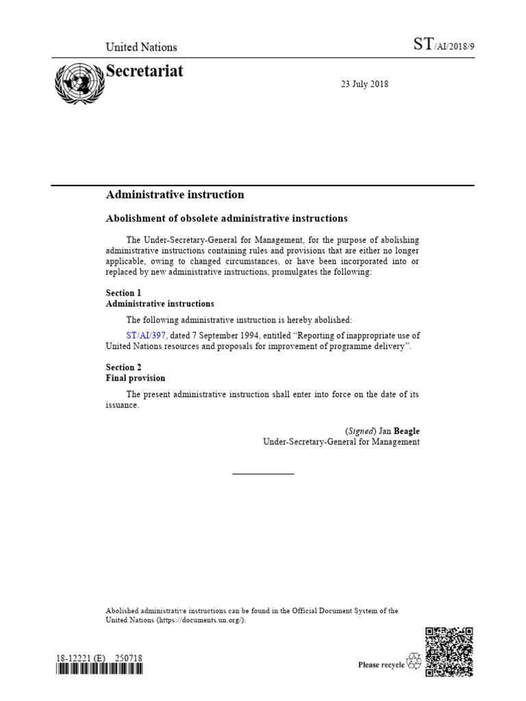 Administrative Instruction1 | PDF