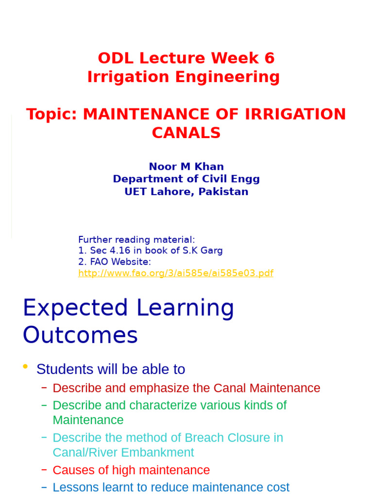 Canal Maintenance Strategies in Irrigation | PDF | Canal | Irrigation