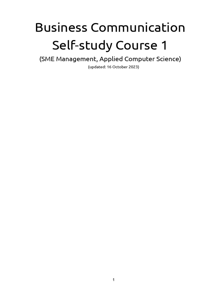 Business Communication Self-Study Course 1 | PDF | Pronoun | Syntax