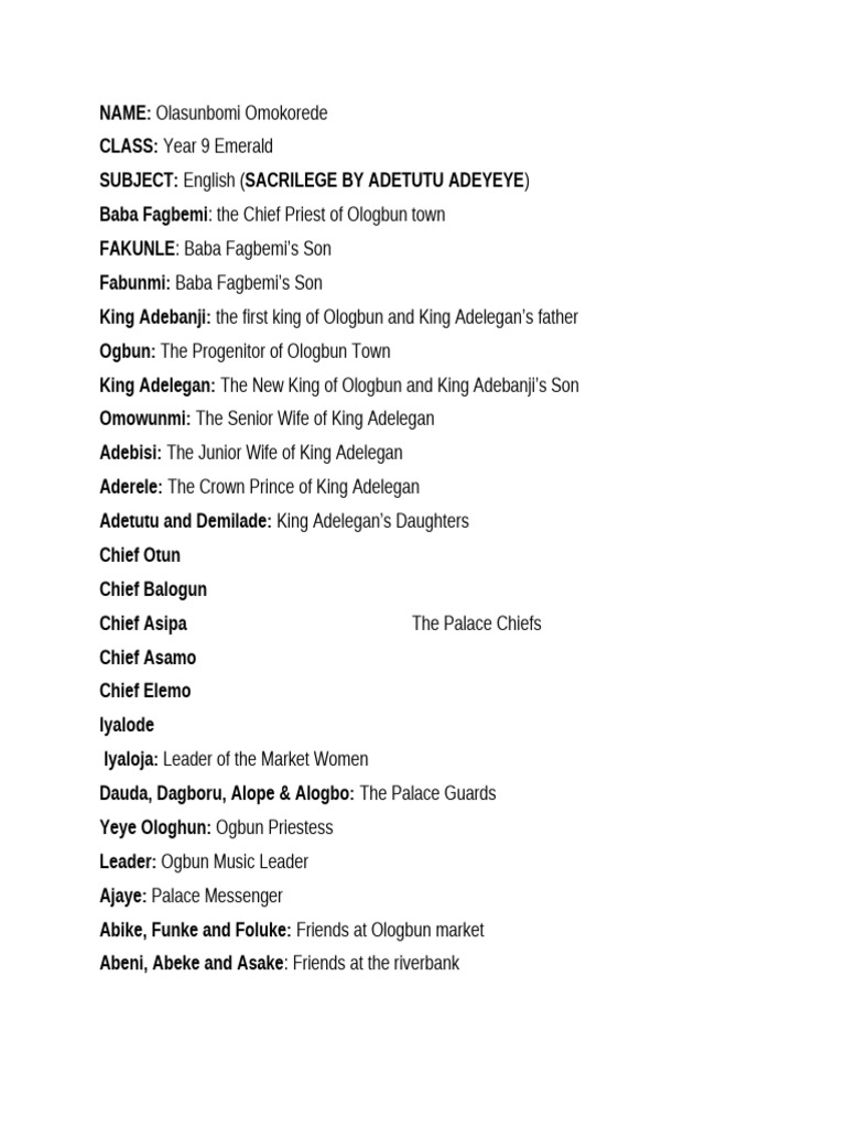 Sacrilege by Adetutu Adeyeye | PDF