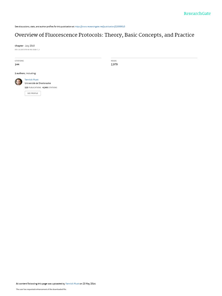 Overview of Fluorescence Protocols: Theory, Basic Concepts, and Practice | PDF | Photosynthesis ...