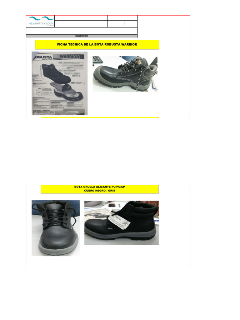 Ficha Tecnica Bota Cuero | PDF