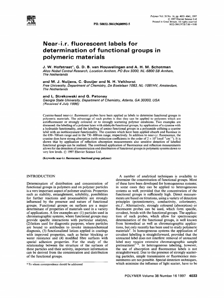 Near-I.r. Fluorescent Labels For Determination of Functional Groups in ...