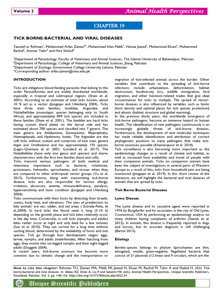 Tick-Borne Diseases in Animals | PDF | Lyme Disease | Infection