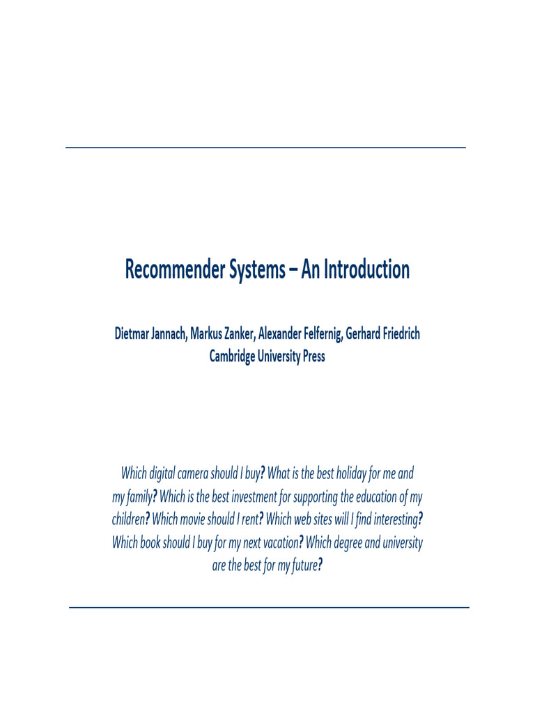 Recommender_Systems_An_Introduction_Chapter01_Introduction | PDF | Cognition | Cognitive Science