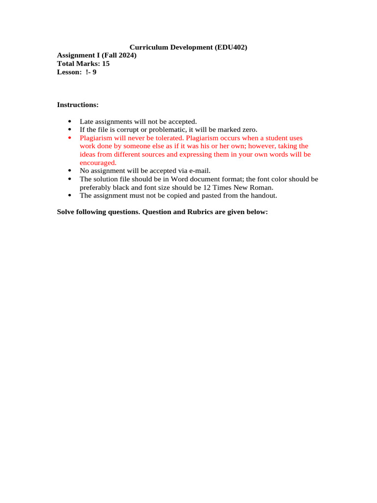 Fall 2024 - EDU402 - 1 | PDF