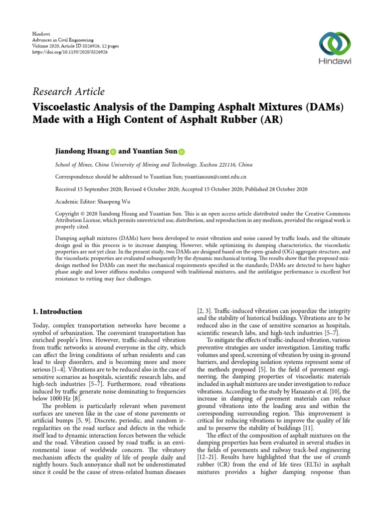 Damping in Asphalt Mixtures | PDF | Road Surface | Young's Modulus