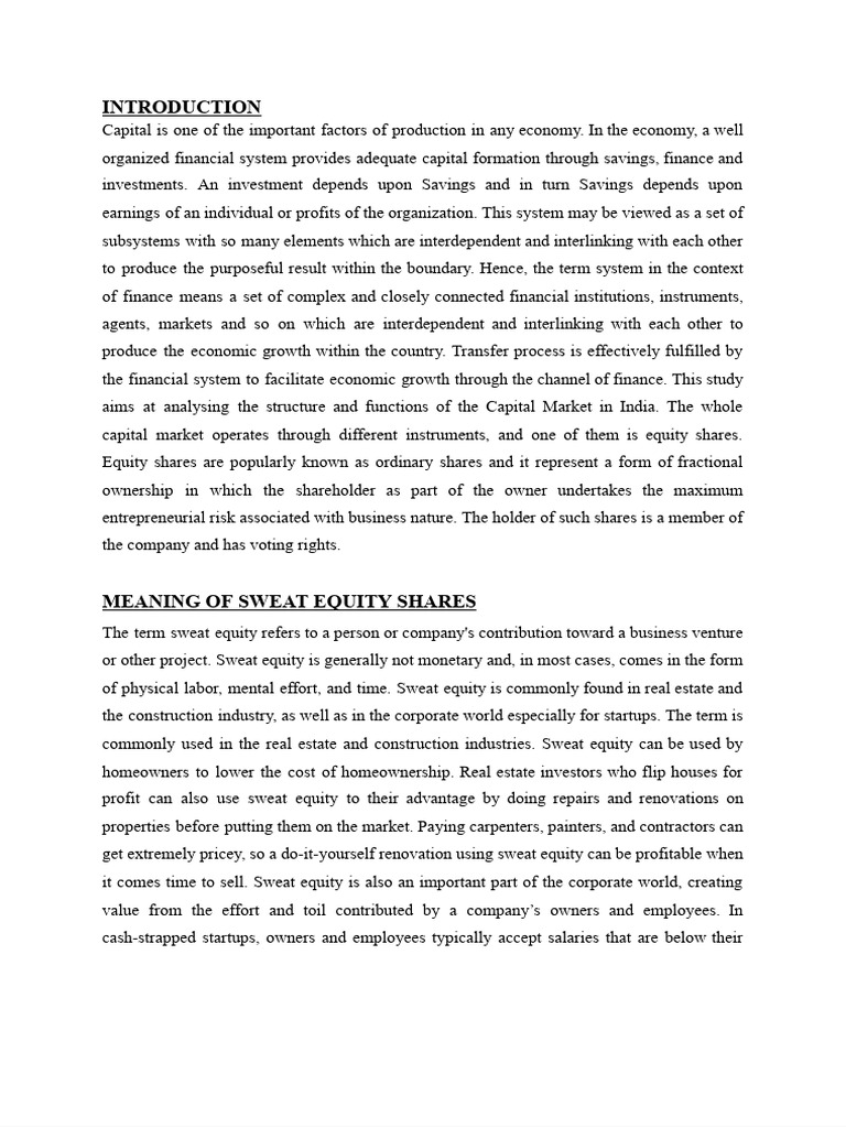 Understanding Sweat Equity Shares | PDF | Private Sector | Corporations