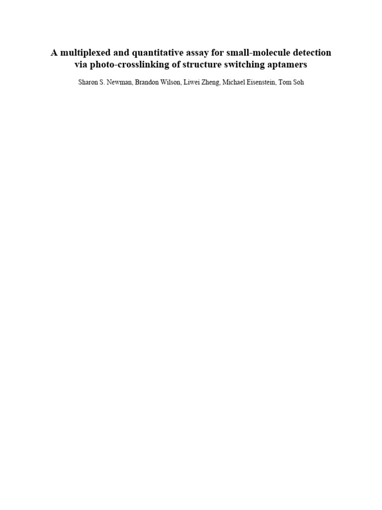 A Multiplexed and Quantitative Assay For Small-Molecule Detection Via Photo-Crosslinking of ...