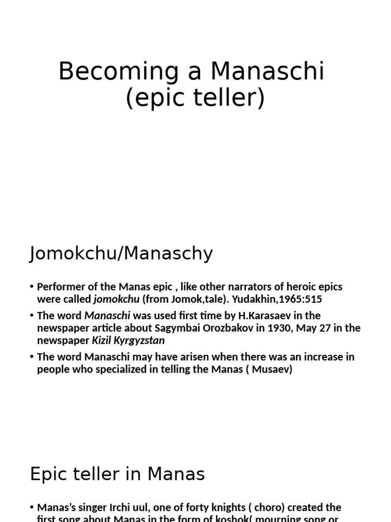 Manaschi: Epic Storytellers' Journey | PDF | Epic Poems | Narrative Poems