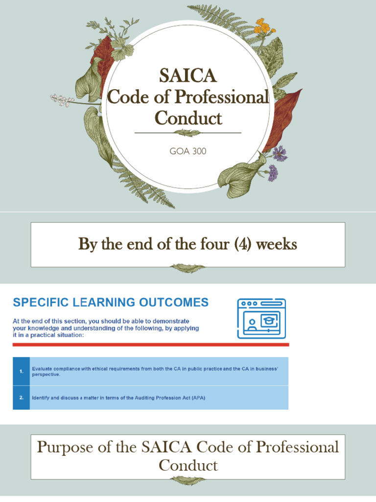 SAICA Code of Professional Conduct - LECTURE 2025 13 Feb 2025 | PDF ...