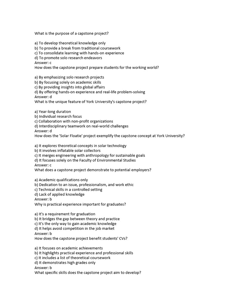 capstone project mcq | PDF | Interdisciplinarity | Skill