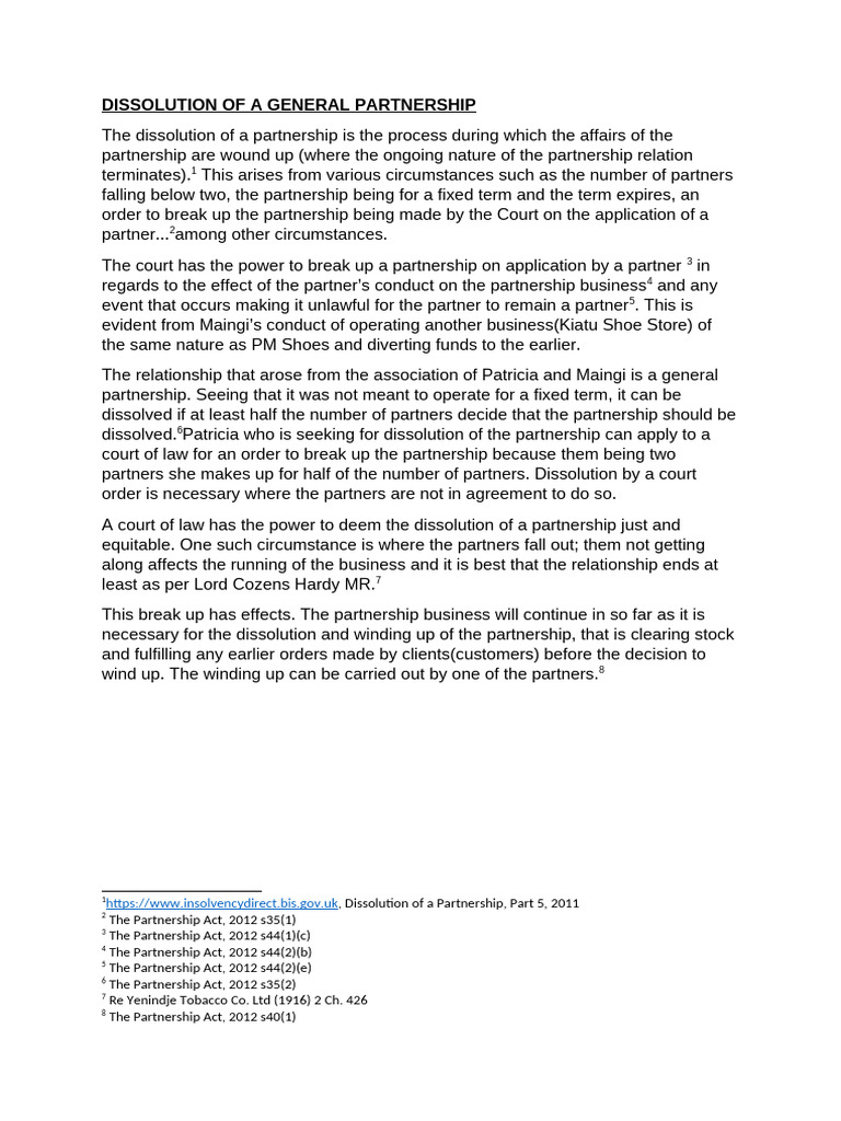 General Partnership Dissolution Process | PDF
