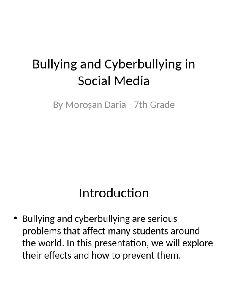 Bullying and Cyberbullying Presentation | PDF