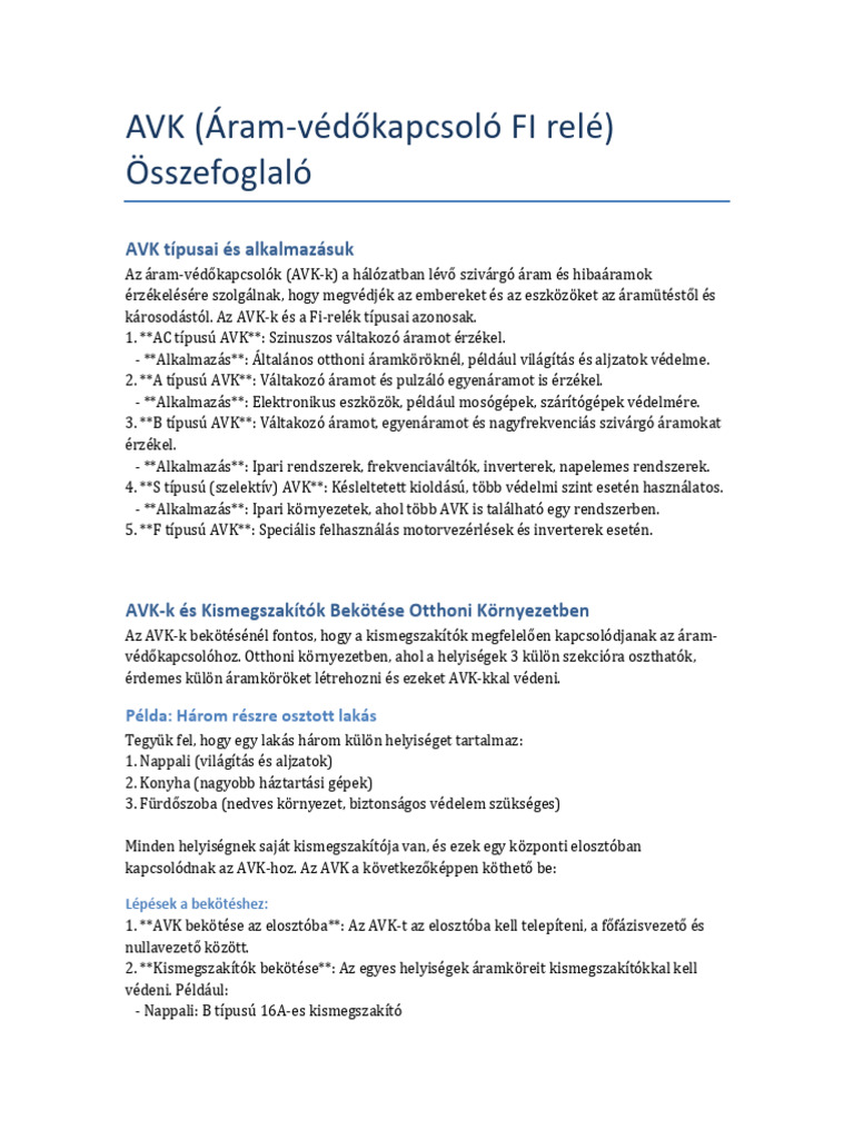 AVK Alkalmazása És Típusai | PDF