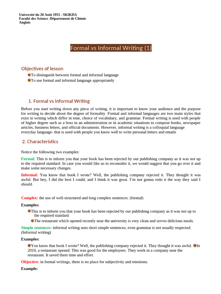 Formal Vs Informal Writing | PDF | Grammar | Language Mechanics
