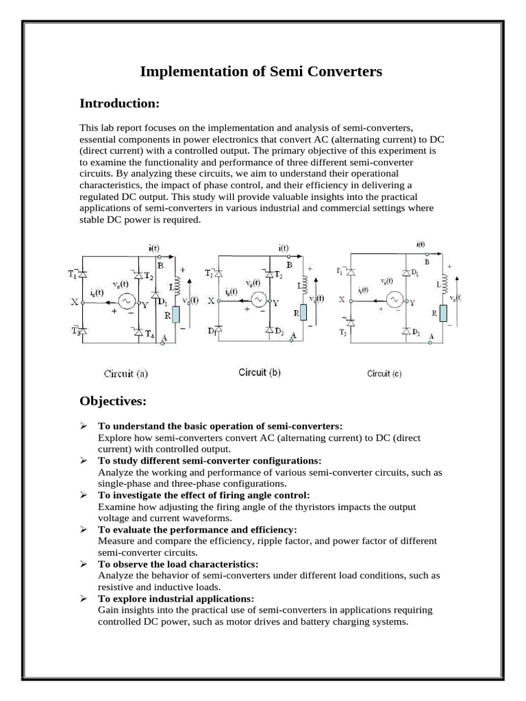 Implementation of Semi Converters | PDF | Rectifier | Power Electronics