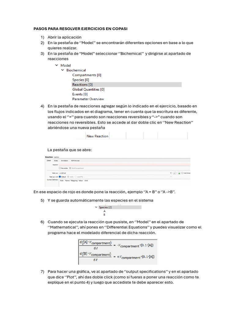 Guía de Ejercicios en COPASI | PDF