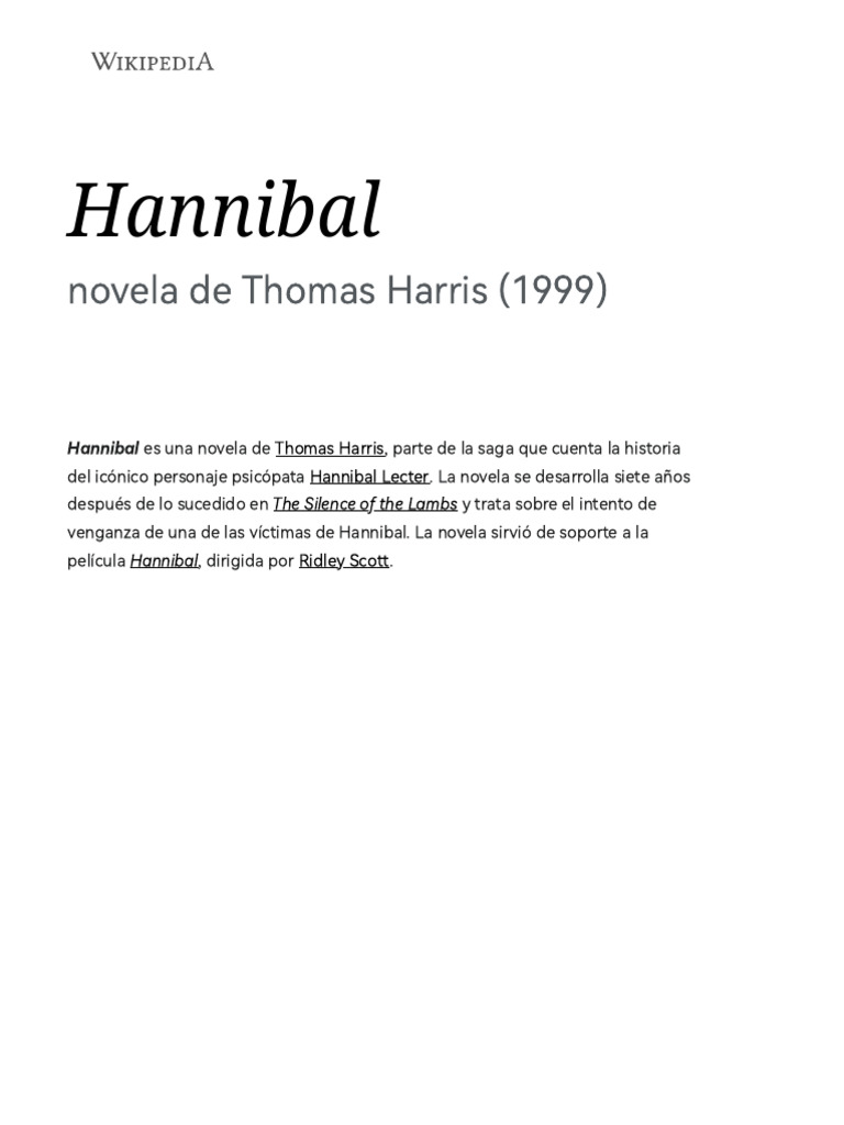 Hannibal - Wikipedia, La Enciclopedia Libre | PDF