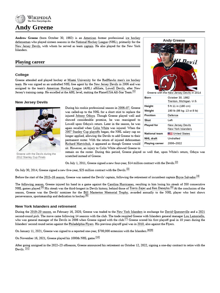 Andy_Greene | PDF | National Hockey League | Sports