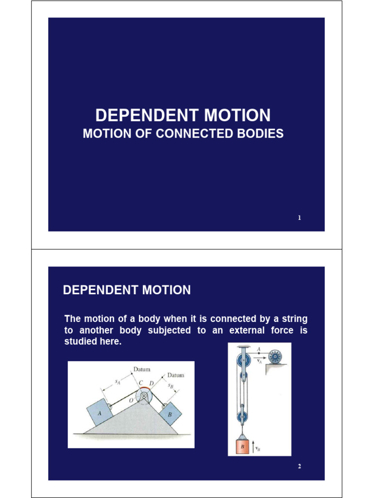 2.Dependent Motion | PDF | Force | Tension (Physics)
