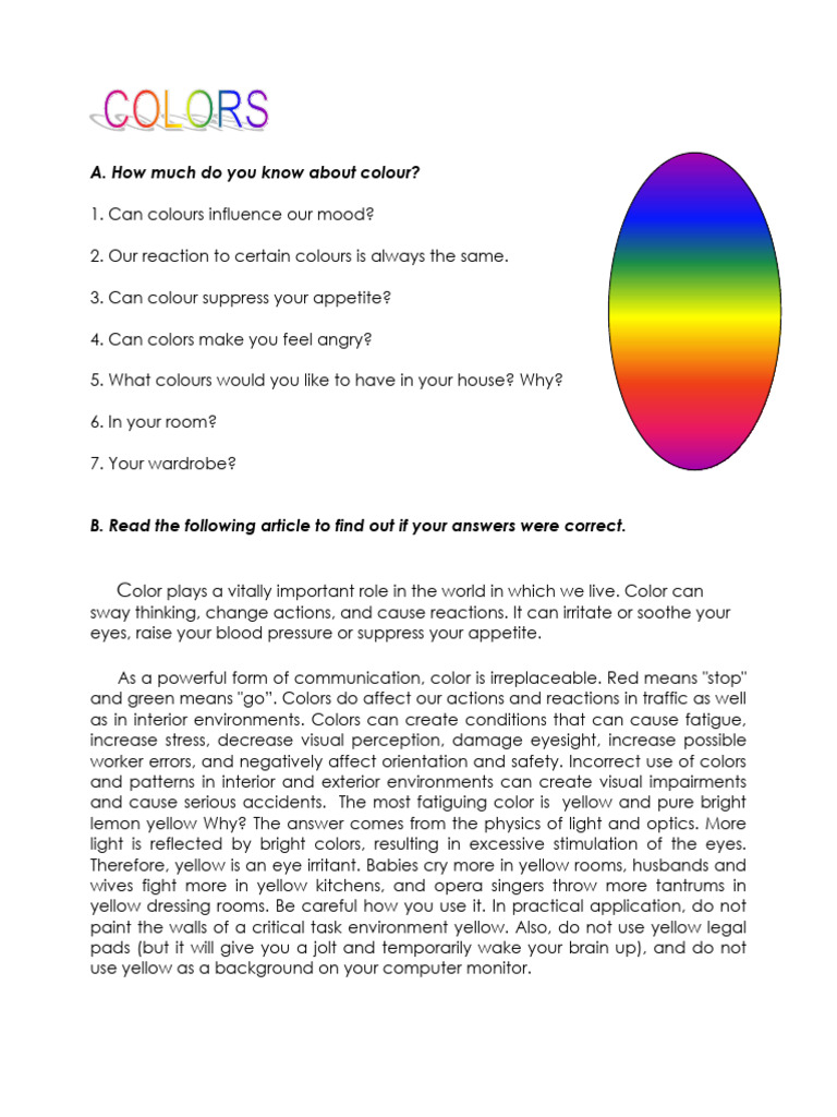 The Impact of Color on Mood and Behavior | PDF | Color | Visual Perception