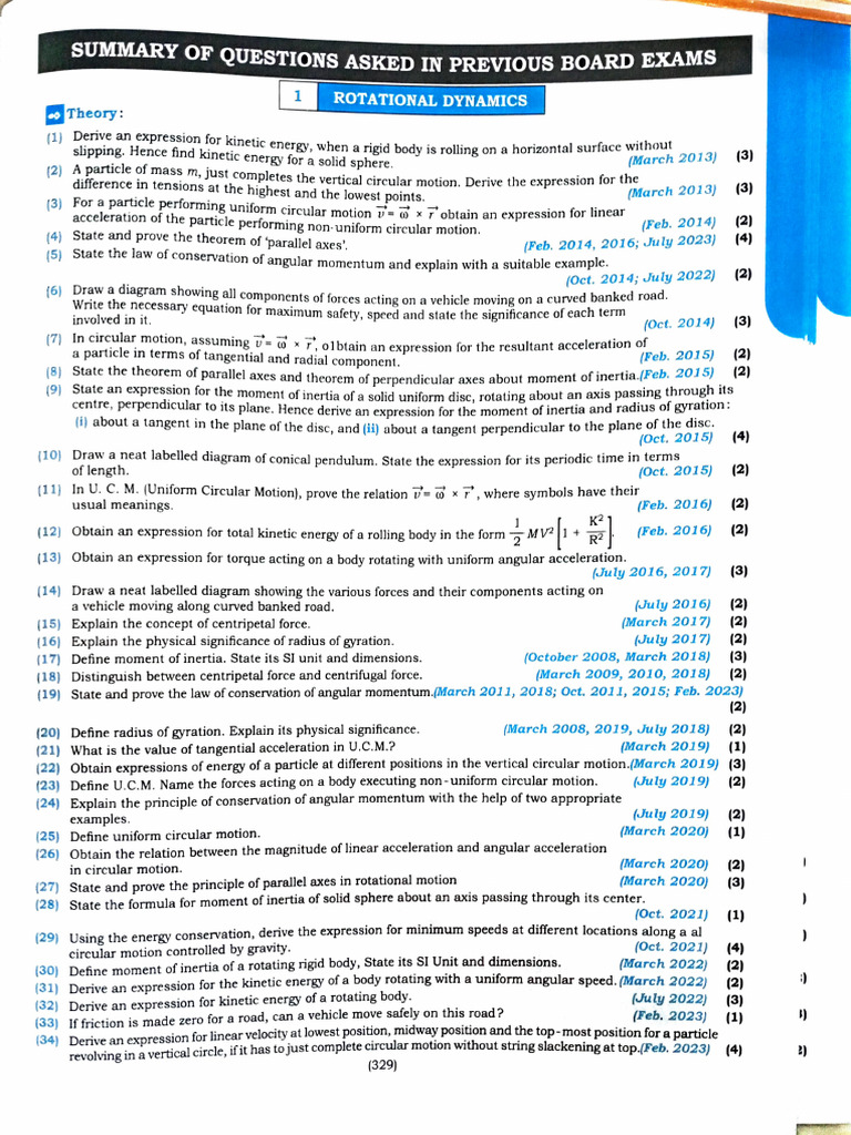Rotational Dynamics Exam Questions | PDF | Rotation Around A Fixed Axis ...