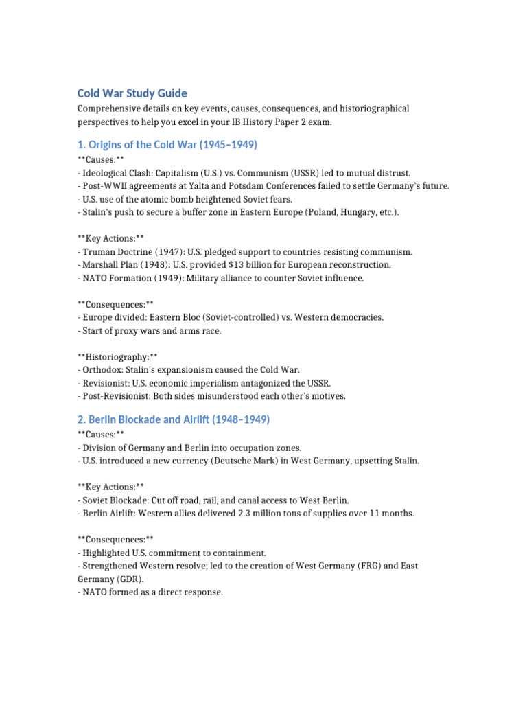 Cold War Complete Study Guide Recreated Final | PDF | Cold War | Soviet ...