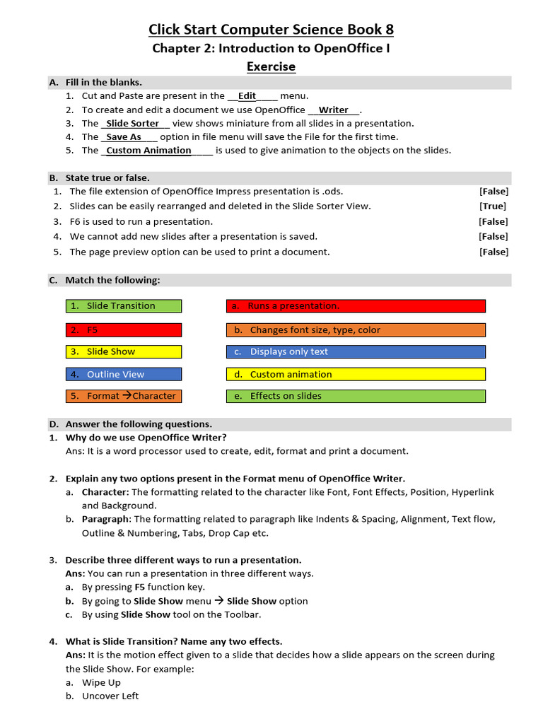 Click Start - 8 Chapter 2 Introduction to OpenOffice I | PDF