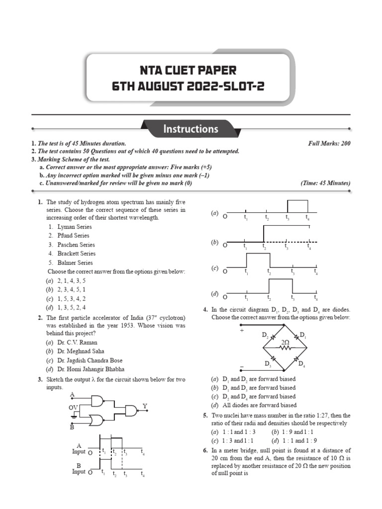 CUET Physics Past Year Questions | PDF | Atomic Nucleus ...