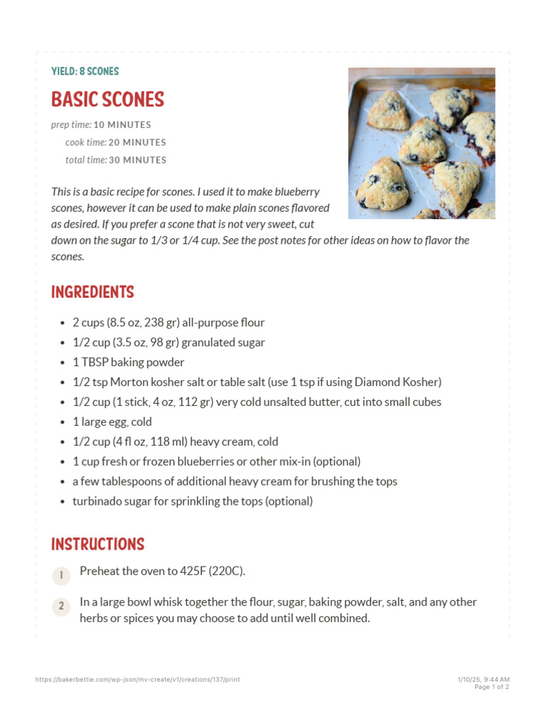 Easy Basic Scone Recipe | PDF | Baking | Scone