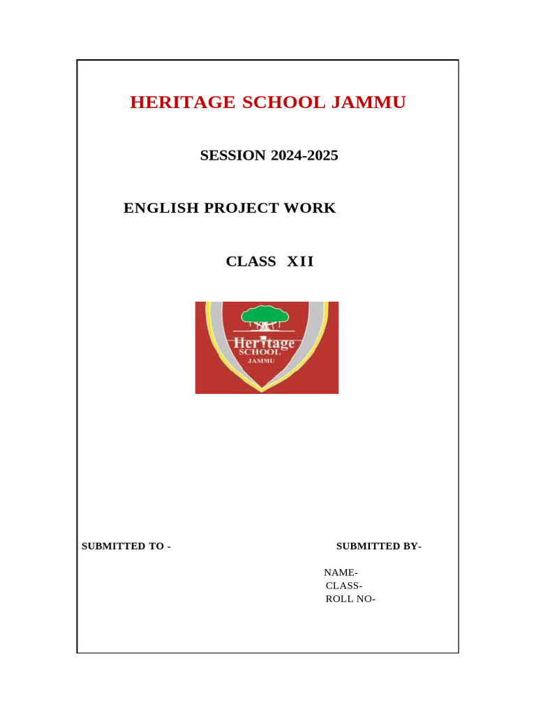 Class XII English Project Work 2024-25 | PDF