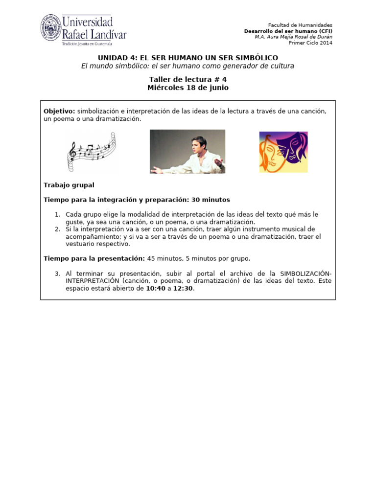 Taller de Lectura 4 TEXTO El Animal Simbolico - TG - Secc 51 | PDF