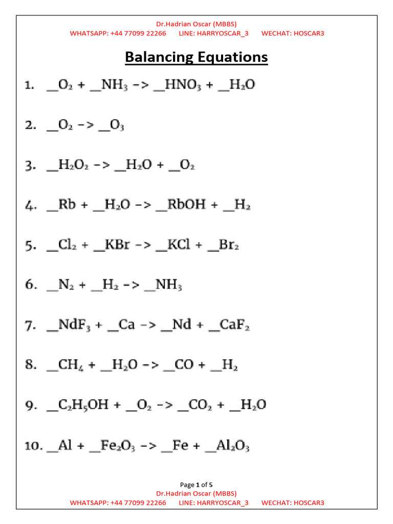 Balancing Chemical Equations Guide | PDF