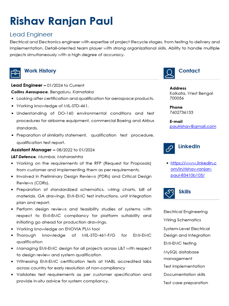 Rishav Paul Resume | PDF | Electronics | Computing